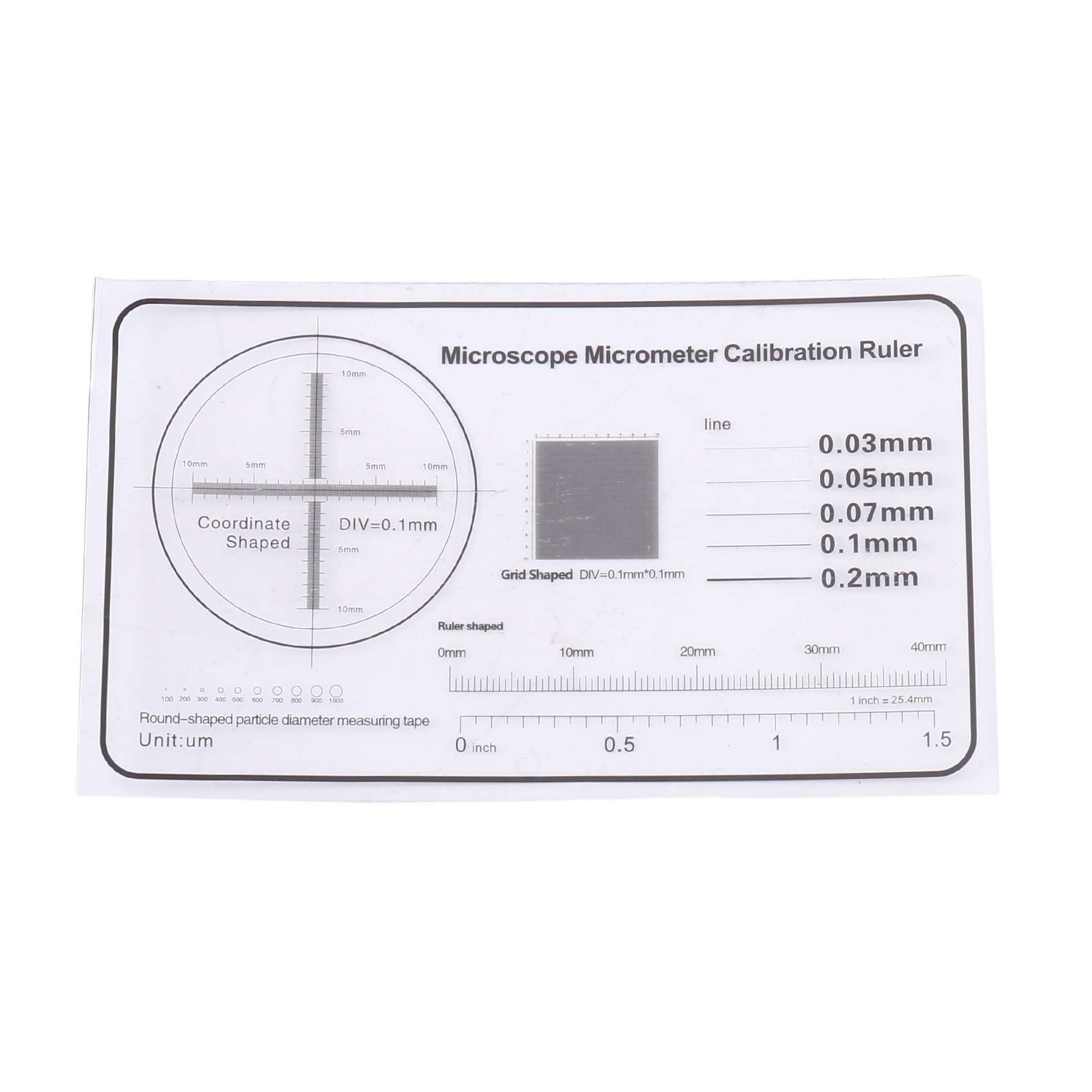MICROSCOPE CORRECTION RULER Optical Micrometer Correction Sheet ...